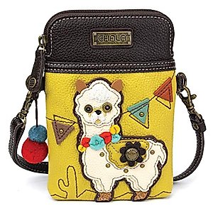 CHALA Crossbody Cell Phone Purse - Women PU Leather Multicolor Handbag with Adjustable Strap - Llama Mustard