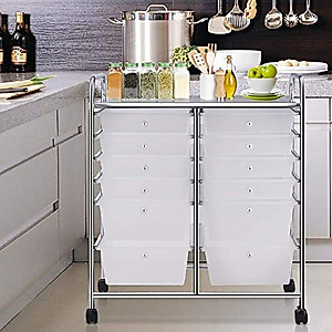 Happygrill 12-Drawer Organizer Cart Tools Office School Paper Organizer Rolling Storage Cart with Wheels
