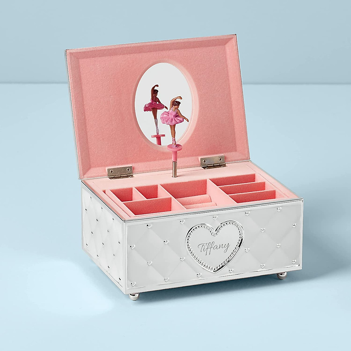 Lenox Personalized Childhood Memories African American Ballerina Jewelry Box, Custom Engraved Musical Jewelry Organizer, My First Jewelry Box for Kids, Children, Little Girls