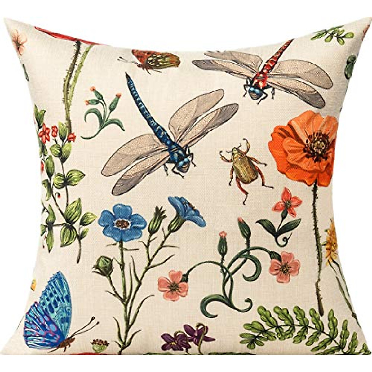 All Smiles 20x20 Outdoor Throw Pillow Covers Summer Spring Garden Flowers Farmhouse Décor Outside Furniture Bench Decorative Cushion Set of 4 for Patio Chair Couch Bed