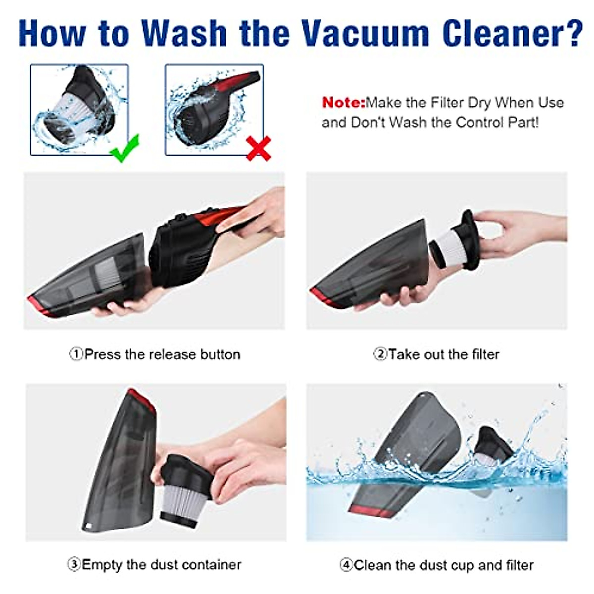 aienvh Handheld Vacuum Cordless,5800Pa Dust Busters Cordless Rechargeable,Hand Held Vacuum Cleaner Portable Handheld Sweeper Lightweight Wet Dry car Vacuum for Car Home Pet Office