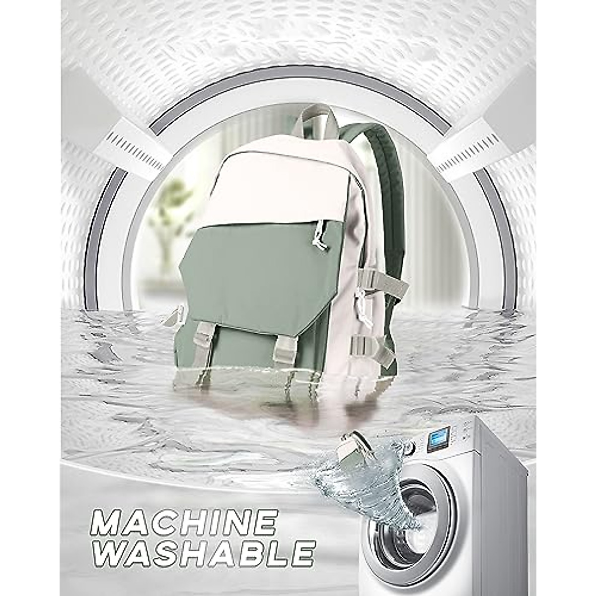 UPPACK Backpack small backpack for women aesthetic college backpack travel backpack Hiking Preppy Backpack for Men Lightweight Casual Daypack（Grey Green）