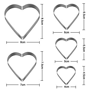 Xueerde 10Pcs Cookie Cutters Set Stainless Steel Biscuit Cutter Love Heart Shape and Star Shape Baking Vegetable Donuts Shape Cutters