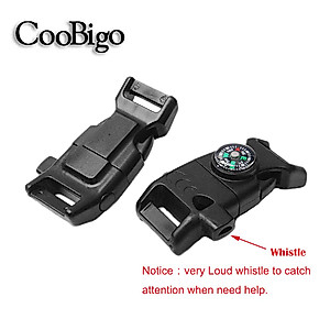 5 Pack Paracord Buckles Clips 5/8" Whistle Compass Buckle for Outdoor Camping Hiking Paracord Bracelet DIY Craft Project (Black)