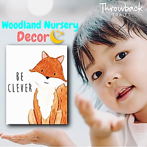 Set of 6 Baby Animal Nursery Wall Art Prints - Cute & Inspirational Decor for Baby Girls & Boys, Kids Room, Playroom, Nursery - High-Quality Unframed 8x10 Inch Posters - Woodland Animal Nursery Decor