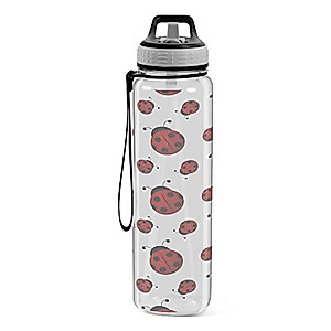 xigua Ladybug Water Bottle with Straw Lid,32 oz Leakproof Sport Water Bottle with Wide Handle for Gym,Cycling,School,Travel