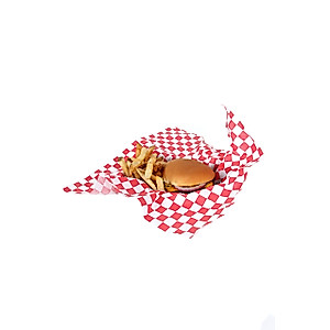 CucinaPrime 12"x 12" Food Basket Liner, Red and White Checkered- 100 Pack