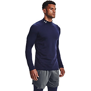 Under Armour Men's ColdGear Armour Fitted Mock, Midnight Navy (410)/White, Large