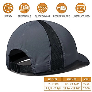 GADIEMKENSD Mens Hats Baseball Cap UPF 50+ Sun Quick Dry Lightweight Breathable Trucker Hat Outdoor Hiking Fishing Run Golf Sports Mesh Hats Running Hat Quick Drying for Men Women Mens Dark Gray XL