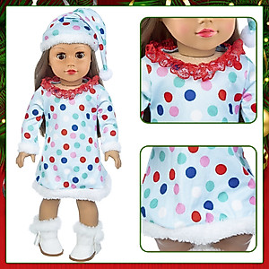 ZITA ELEMENT 2 Sets 18 Inch Girl Doll Christmas Clothes Outfits with Shoes and Christmas Accessories - 18 Inch Christmas Doll Clothes Dress Boots Hat Scarf Hairclips Bag