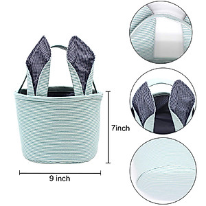Easter Bunny Basket Bags Rabbit Canvas Toys Bucket Tote Storage Gifts Candies Handbag for Kids