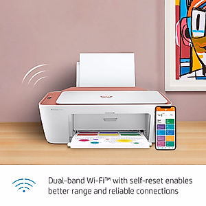 HP DeskJet 2700 Series Wireless Inkjet Color All-in-One Printer - Print Copy Scan Fax - Mobile Printing - WiFi USB Connectivity - Up to 7 ISO PPM - Up to 4800 x 1200 DPI - Cinnamon (Renewed)