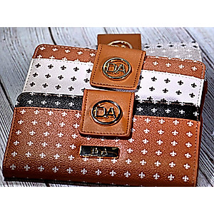 DA Women's RFID Blocking designer Leather Wallet Large Phone Holder Clutch Travel Purse Wristlet wallets for women (Tan & Beige)
