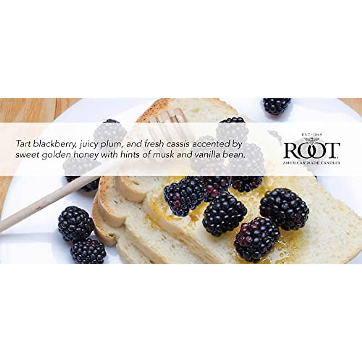 Root Candles Legacy Veriglass Honeycomb Beeswax Blend Premium Handcrafted Scented Candle, Large, BlackBerry Honey