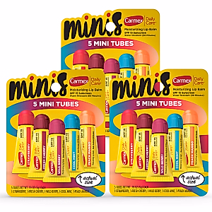 Carmex Daily Care Minis Moisturizing Lip Balm Tubes, SPF 15, Multi-Flavor Lip Balm Pack, 15 Count (3 Packs of 5)