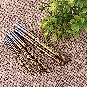 6pcs Titanium Twist 3-8mm Saw Drill Bit Set with Center Punch Tool, High Speed Steel Pulling Carpenter Wood Metal Plastic Cutting Hole Sawtooth Twist Bits Groove Drills Tool