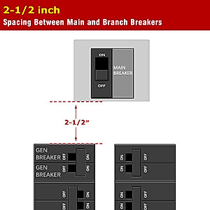Natupal Generator Interlock Kit compatible with GE General Electeric breaker panels with single vertical throw main, 2 1/2 inch Spacing between main and branch breaker