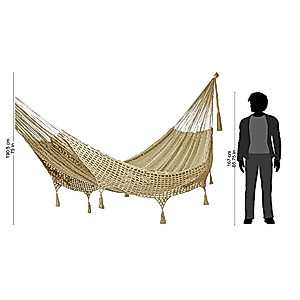 NOVICA Handmade Double Cotton Hammock Hand-Woven in Grey with Thick Tassels, Ideal for Camping and Outdoor Relaxation - 150" L with Hanging Accessories Included, Mirage in Grey'