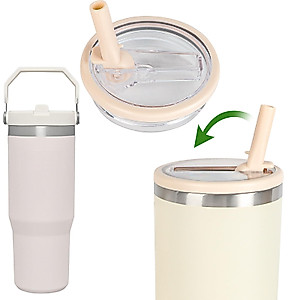 30oz & 20oz Replacement Lid for Stanley IceFlow Stainless Steel Tumbler Flip Straw, 2 PCS Spill Proof Lid Fit for Stanley IceFlow, Leak-Proof Splash Resistant Replaceble Cover Cap, Lvory*2
