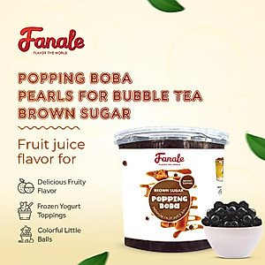 Fanale Brown Sugar Popping Boba Pearls, Vegan, Non GMO, Gluten Free, Fat Free, Perfect for Bubble Tea, Smoothies, Ice Cream, Desserts, and Beverages.