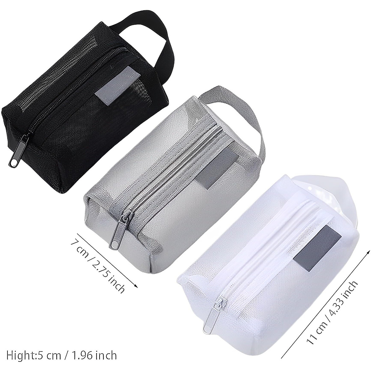 Finyoffiy 3pcs Portable Square Mesh Storage Bag,Zippered Mesh Cosmetic Bag,Small Square Mesh Coin Purse Travel Storage Carry Pouch (3pcs)