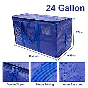 2-Pack Extra Large Moving Bags Heavy Duty Reusable Moving Storage Bag Boxes Totes Bags Containers for Space Saving Storage, Carrying, Travelling, College Dorm Packing, Blue