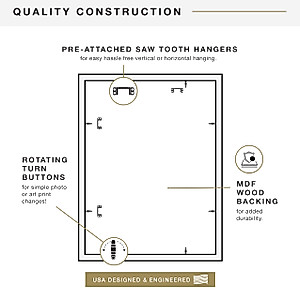 MCS Studio Gallery 18x24 Poster Frame Black Woodgrain, Vertical & Horizontal Wall Hanging Large Picture Frame for Photos, Posters & Art Prints (1-Pack)