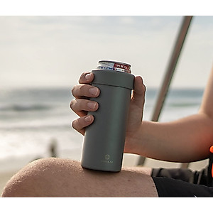 JIVILILM Stainless Steel Insulated Cooler for 12oz Slim Cans | Skinny Can Drinks Holder for Hard Seltzer, Beer, Soda, and Energy Drinks (Gray)