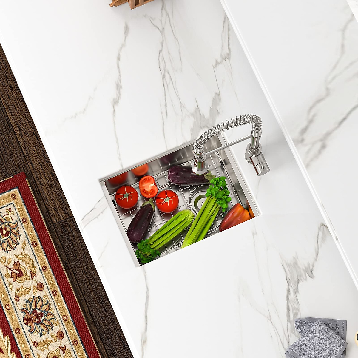 14 Bar Sink Undermount - Donsdey 14"x19" Undermount Kitchen Bar Sink 16 Gauge Stainless Steel Bar Prep RV Sink Under Counter Single Bowl Basin