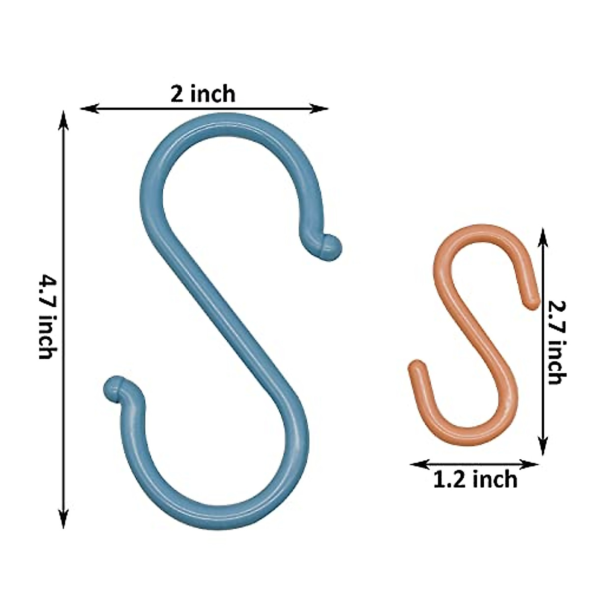 Maydahui 16 Pieces S Shape Plastic Hook Set of 8 Big Size 8 Small Size in Pink Green Blue for Storage Room Kitchen Bathroom