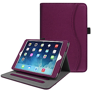 Fintie Case for iPad Mini 3, Mini 2/1 [Corner Protection], Multi-Angle Folio Smart Stand Protective Cover with Pocket, Auto Sleep/Wake, Purple