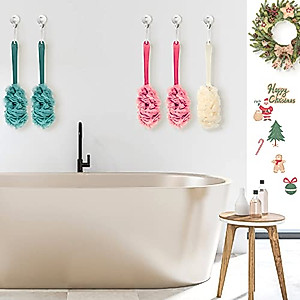 Back Scrubber for Shower, Qewro Loofah on a Stick as Shower Brush Exfoliating Body with Long Handle, Loofah Sponge Mens Loofah Bathing Accessories for Women (2Pack)