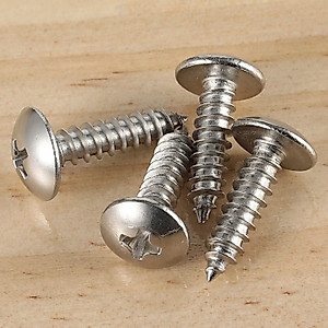100PCS #10 x 3/4" Truss Head Sheet Metal Screws Phillips Drive Wood Screws, 304 Stainless Steel 18-8, Self Tapping