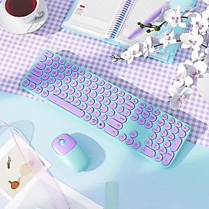 Cute Purple Wireless Keyboard & Mouse for Mac & Windows