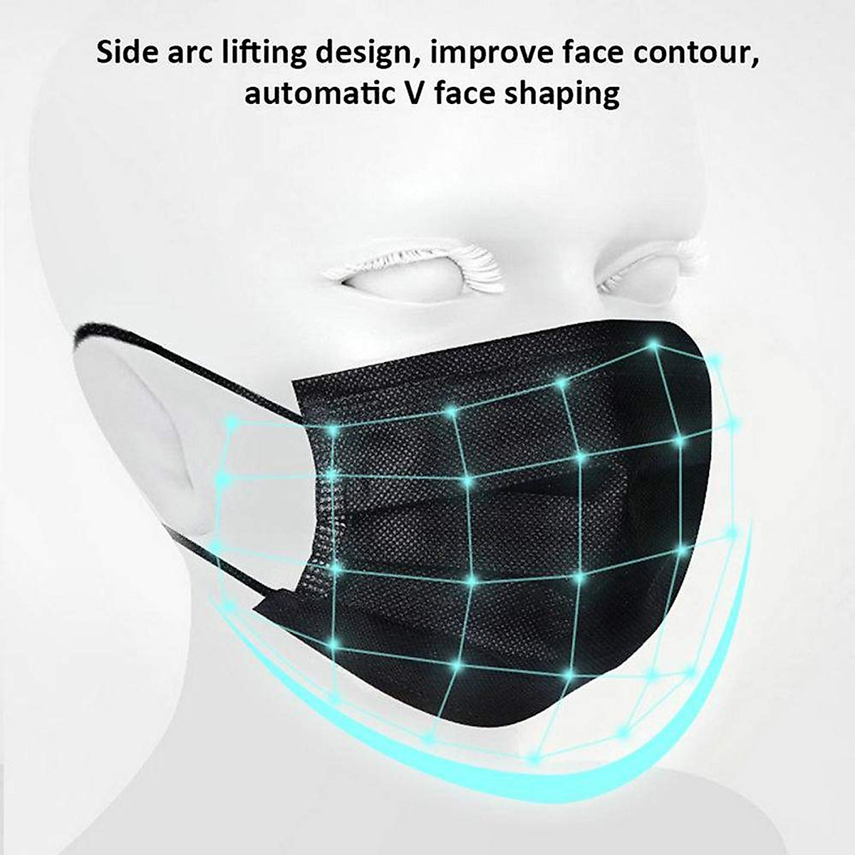 100 Pack Black Disposable Face Masks -3 Layer Medical Masks Disposable for Adults Home Office Outdoor and School