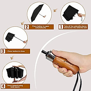 Lejorain Large Compact Golf Umbrella - 54inch Oversized Auto Open Close Folding Golf Umbrella Travel 210T Dupont Teflon Coated Vented Windproof Double Canopy for Women Men