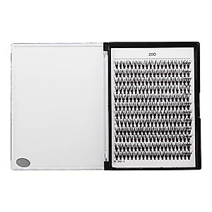 Bodermincer Black Cluster Lashes 240pcs 20D/40D DIY Eyelash Extension D Curl Long Individual Lashes Mixed Tray Faux Mink Lash Clusters Extensions 8-22mm (20D-14mm)