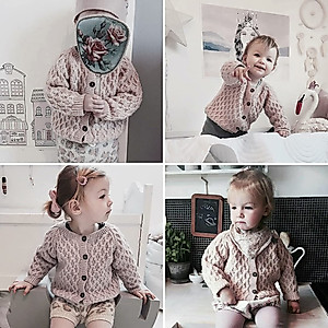 Simplee kids Baby Sweater Cable-Knitted White Baby Unisex Cardigan for Autumn Fall 18-24 Months