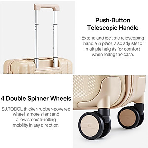 Hanke 14 Inch Underseat Carry On Luggage with Wheels Hard Shell Suitcases Carry On Bag Lightweight Small Mini Suitcase Tsa Luggage for Travel Christmas Gifts for Birthday（Cuba Sand）