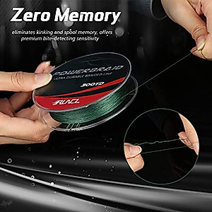 RUNCL PowerBraid Braided Fishing Line, Ultra Durable Braided Line 4 Strands - Seamless Weaving Tech, Enhanced Coating Tech, Zero Stretch, High Sensitivity (Moss Green, 500Yds, 25LB(11.3kgs))