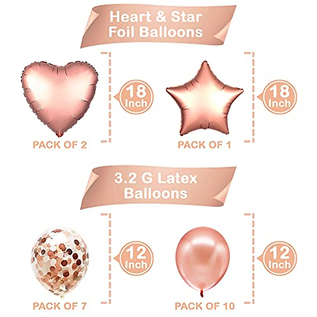 Huge, Rose Gold Love Balloon Set - 36 Inch, Pack of 21 | Rose Gold Valentine Decorations | Love Balloons, Heart Balloons for Valentines Day Decor | Valentines Balloons for Anniversary, Bridal Shower