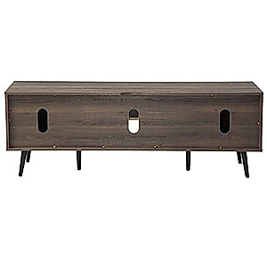 WAMPAT Mid Century Modern TV Stand for TVs up to 65 inches, Wood TV Console Media Cabinet with Storage, Entertainment Center for Living Room Bedroom, Black, 60 inch