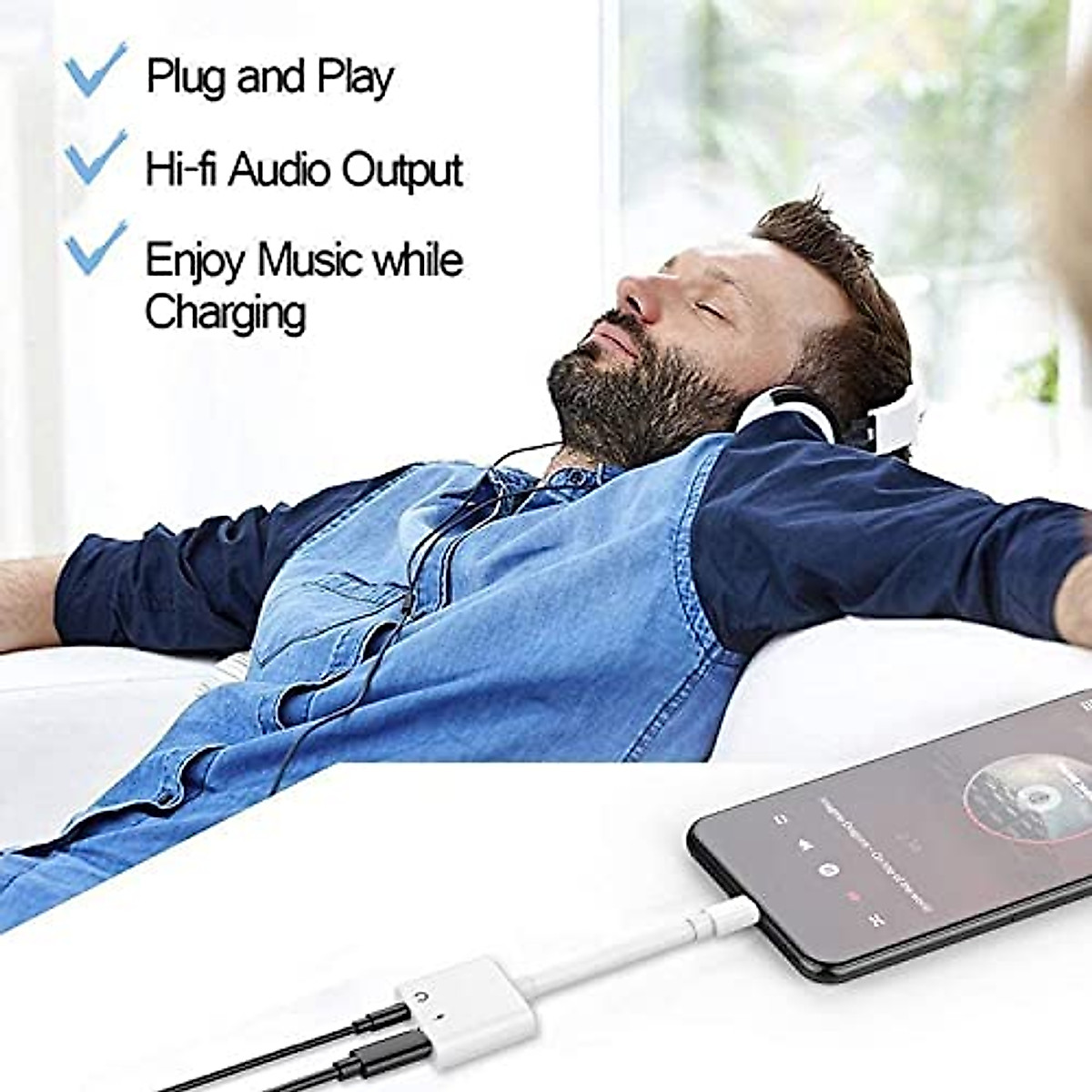 𝟐 𝐏𝐚𝐜𝐤 Headphone Adapter for iPhone [Apple MFi Certified], 2 in 1 Lightning to 3.5mm AUX Audio + Charger Splitter Dongle Adapter for iPhone Accessories Compatible with iPhone 14/13/12/11/XR/X/8/7
