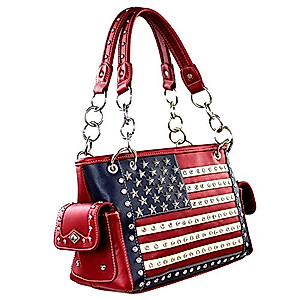 Montana West American Pride Flag Satchel Handbags Patriotic Tote Bags Handgun Concealed Carry Purses for Women US04G-8085RD