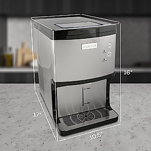 Igloo 40 LB Automatic Dispensing Nugget Ice Maker, Portable, Countertop, Stainless Steel, for Home Use, Makes Small Chewable Cubes for Cold Water, Soda, and Other Beverages