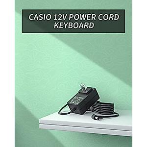 Replacement for Casio Privia Power Cord 12V AC Adapter Compatible with Casio Privia Digital Piano Keyboard Power Supply, Compatible with AD-A12150LW AD-A12150 PX WK CDP AP CTK Series