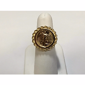 TEX 14k Yellow Gold Ring, 1/10oz US Lady Liberty Coin, Approx 11.4g