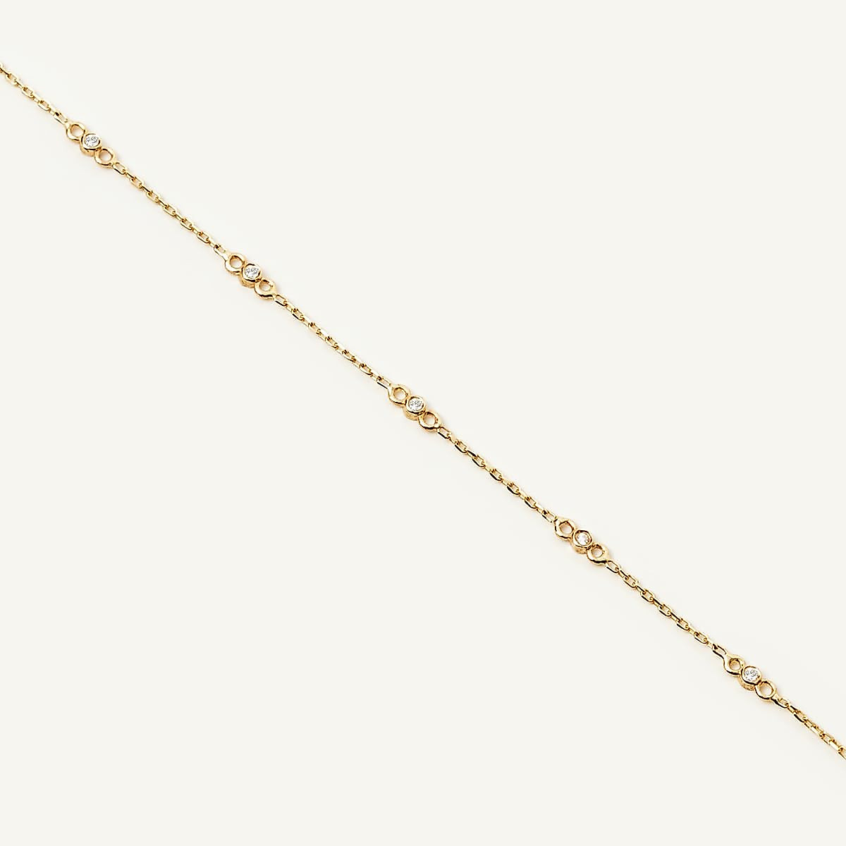 GELIN 14k Solid Gold Diamond Bead Station Adjustable Bracelet for Women