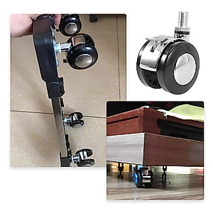 2 Pcs Office Chair Wheels Replacement Chair Caster with Brake Swivel Stem Caster Wheel with M8 Threaded Stem for Hard Floors Carts Furniture Dolly