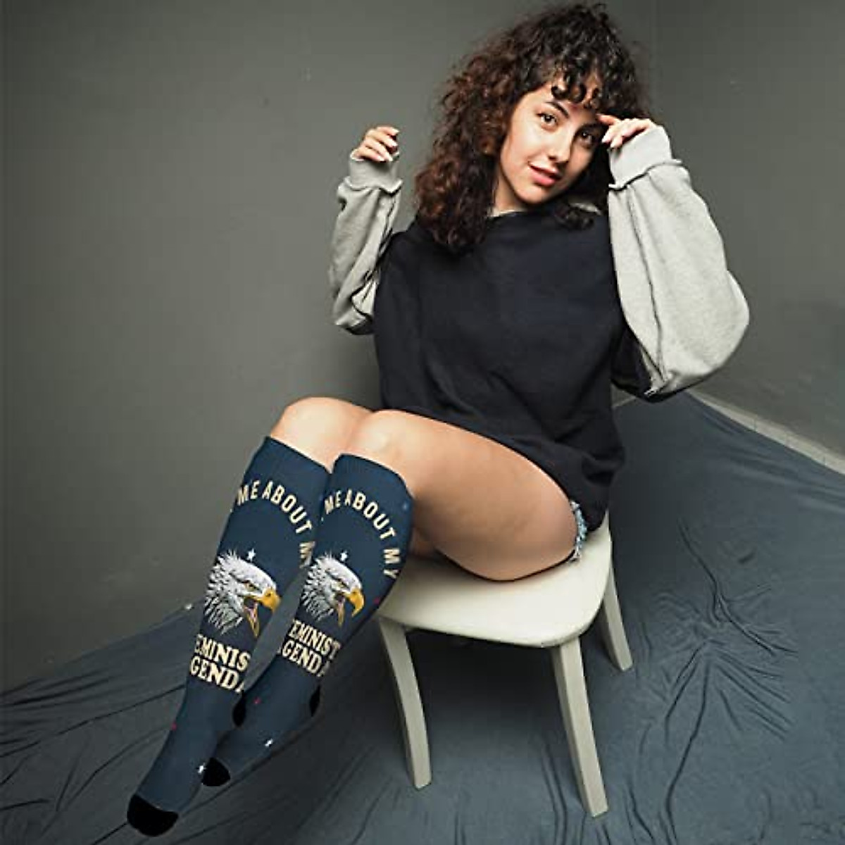 AGREY Womens Trouser Socks Biden Tube Men Sock Athletic Crew Socks Fashionable askk me about my feminist agendaa Knee High Boot Socks Men's